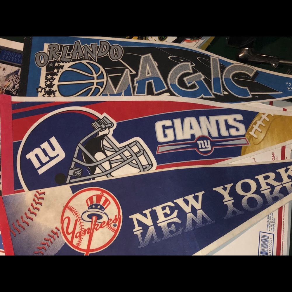 Three (3) Sport Pennants, Great Shape - Gem